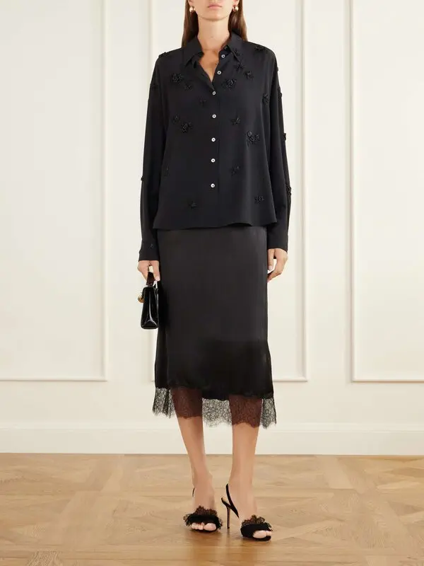 Bernadette Everett Floral-embellished Silk Shirt