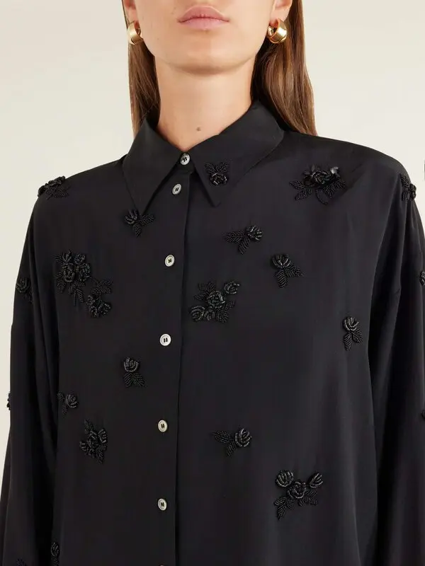 Bernadette Everett Floral-embellished Silk Shirt