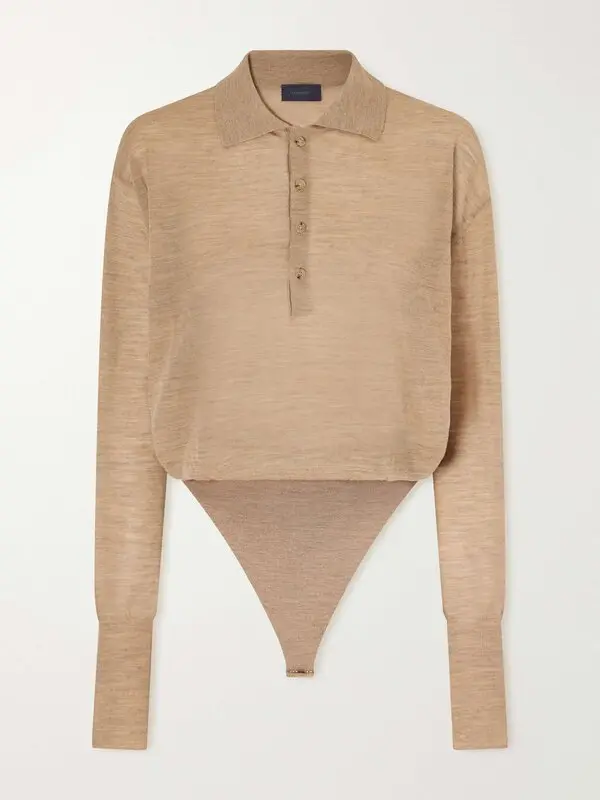 HAIKURE Millie Stretch-knit Jersey Bodysuit - Camel