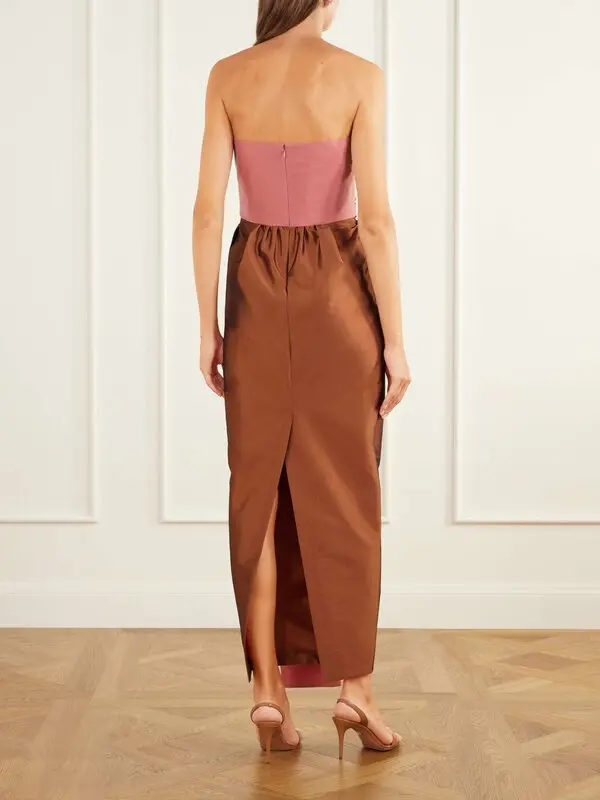 Bernadette Lina Strapless Bow-detailed Taffeta Gown - Brown