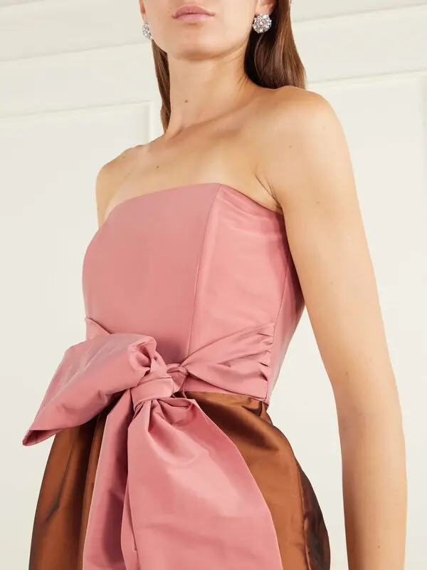 Bernadette Lina Strapless Bow-detailed Taffeta Gown - Brown