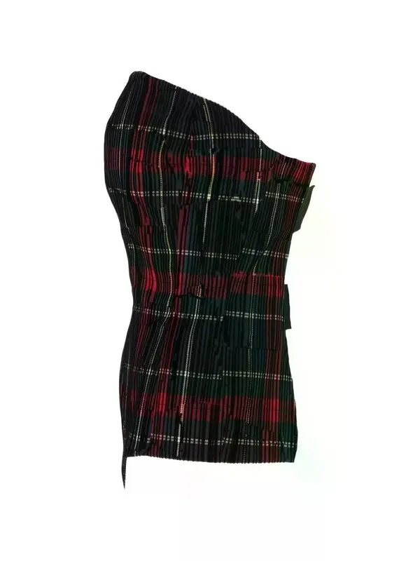 SHIRTAPORTER Tartan-print Pleated Bustier Top