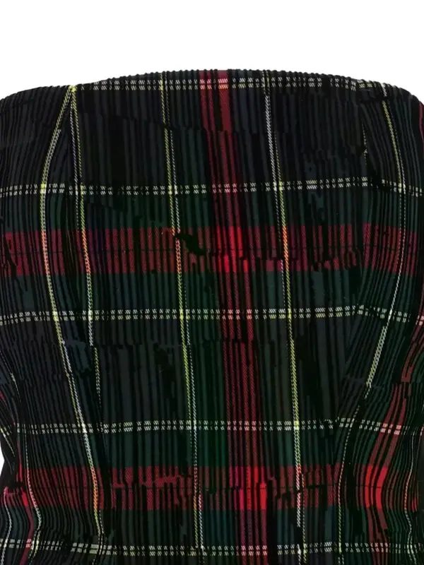 SHIRTAPORTER Tartan-print Pleated Bustier Top