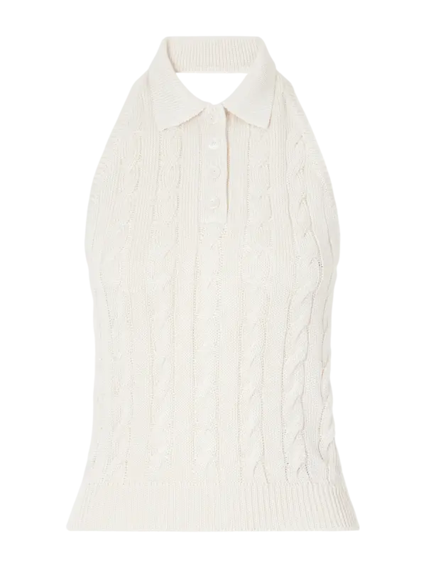 Ralph Lauren Cable-knit Silk-blend Halterneck Sweater Vest - White