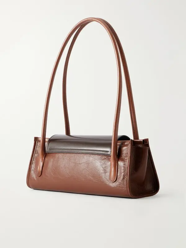 Marni Trunkette Two-tone Crinkled-leather Shoulder Bag