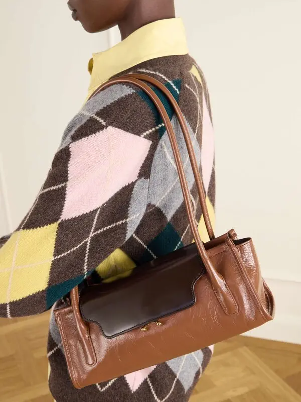 Marni Trunkette Crinkled Leather Shoulder Bag