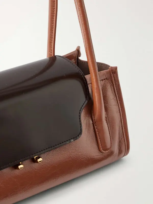 Marni Trunkette Crinkled Leather Shoulder Bag
