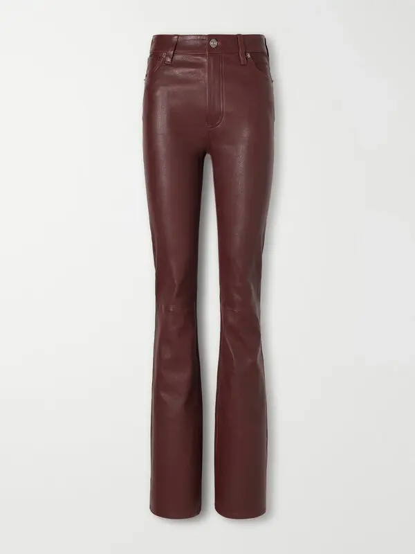 FRAME The Leather Reboot Paneled High-rise Flared Pants - Red