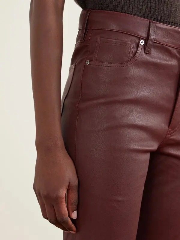FRAME The Leather Reboot Paneled High-rise Flared Pants