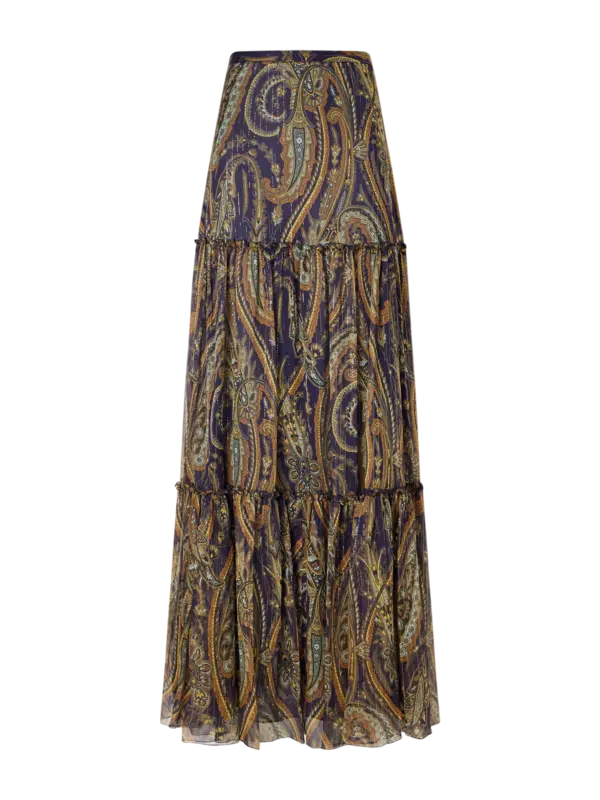 Etro Tiered Paisley-print Silk-blend Chiffon Maxi Skirt - Multi