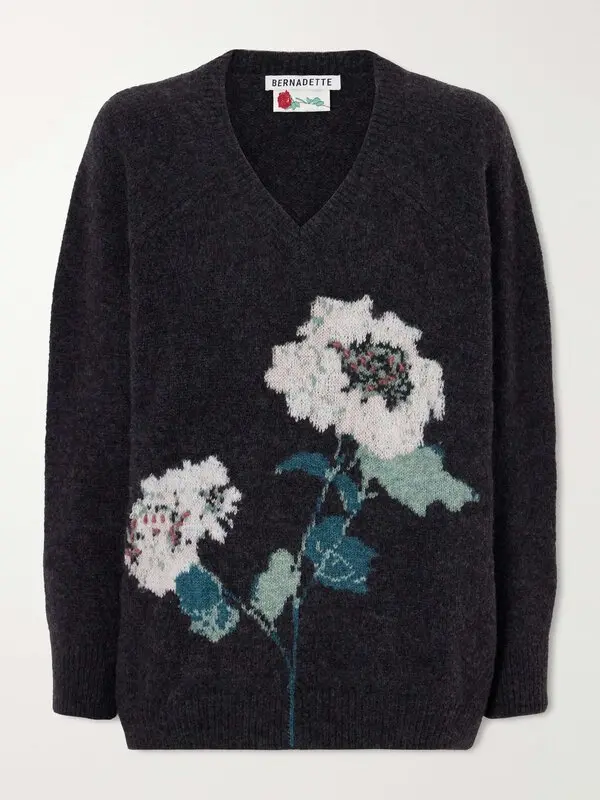 Bernadette Kane Brushed Intarsia-knit Sweater