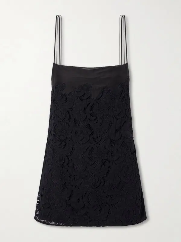 Khaite Neema Lace-trimmed Tencel™ Lyocell And Silk-blend Tank - Black