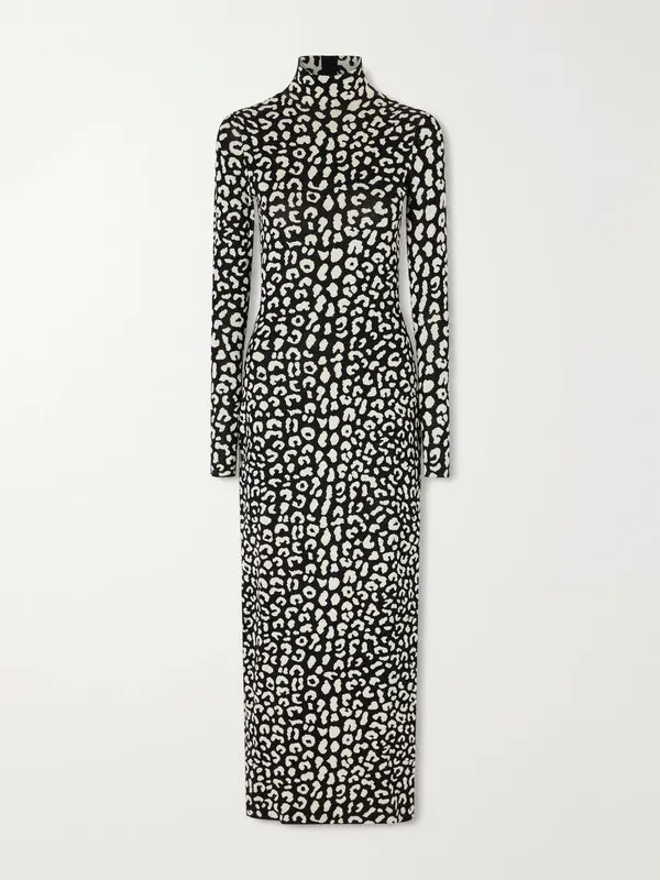 Carolina Herrera Leopard-patterned Stretch-silk Jacquard Maxi Dres - Black