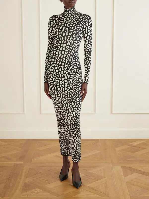 Carolina Herrera Leopard-patterned Stretch-silk Jacquard Maxi Dres