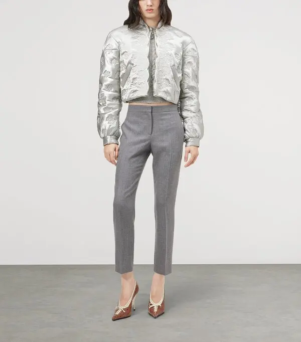 Alexander McQueen Satin Embroidered Bomber Jacket