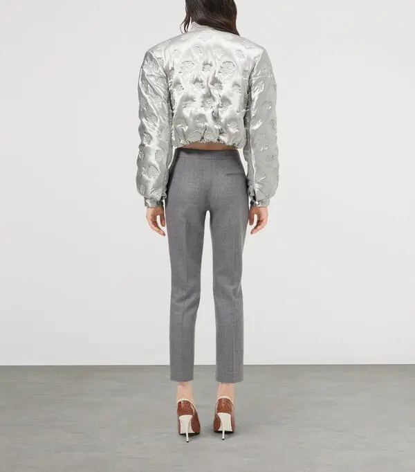 Alexander McQueen Satin Embroidered Bomber Jacket