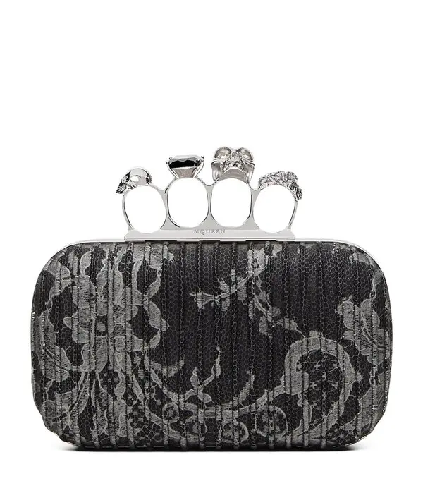 Alexander McQueen Leather Floral Knuckle Clutch Bag