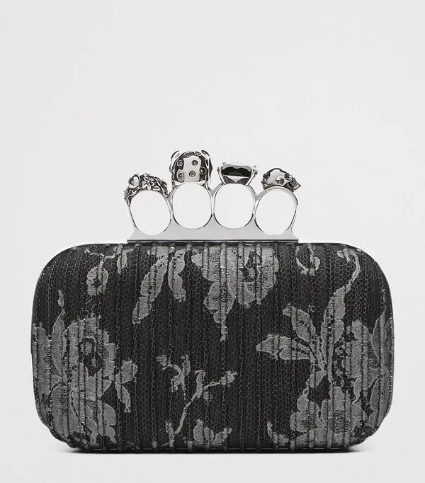 Alexander McQueen Leather Floral Knuckle Clutch Bag