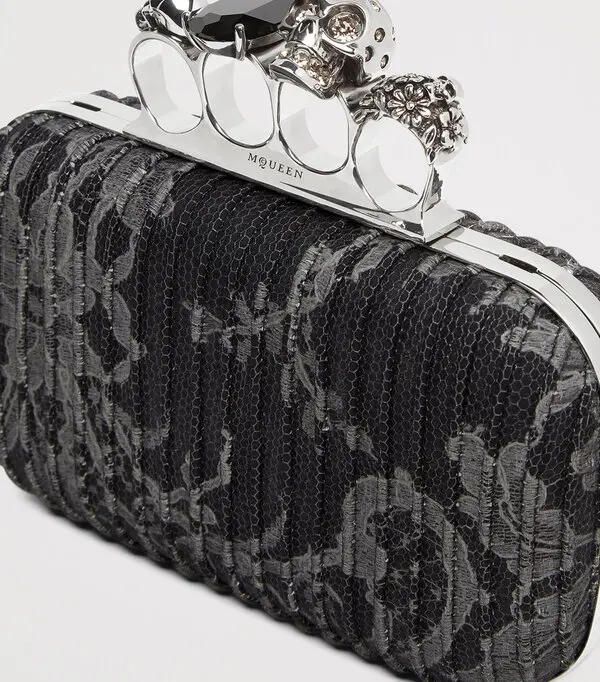 Alexander McQueen Leather Floral Knuckle Clutch Bag