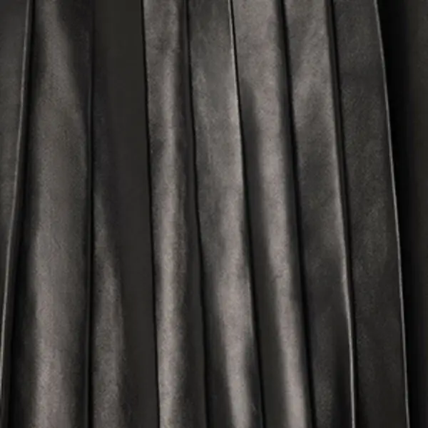 Burberry Leather Pleated Midi Skirt
