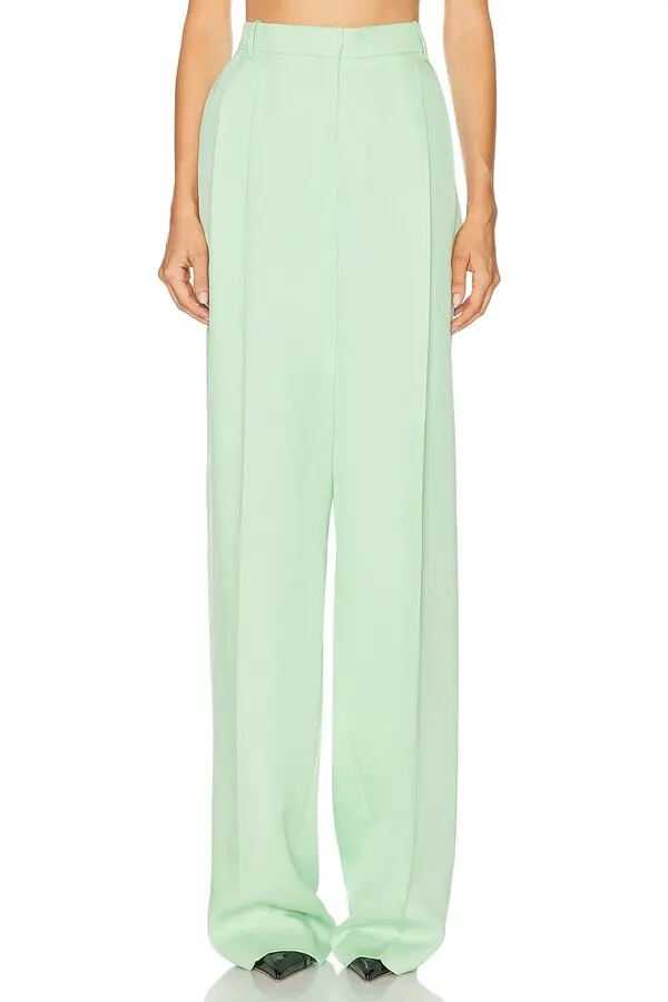 TOM FORD High Waist Wide Leg Pleated Pant In Mint