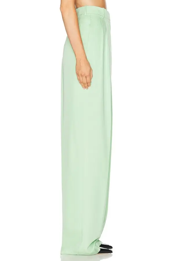 TOM FORD High Waist Wide Leg Pleated Pant In Mint
