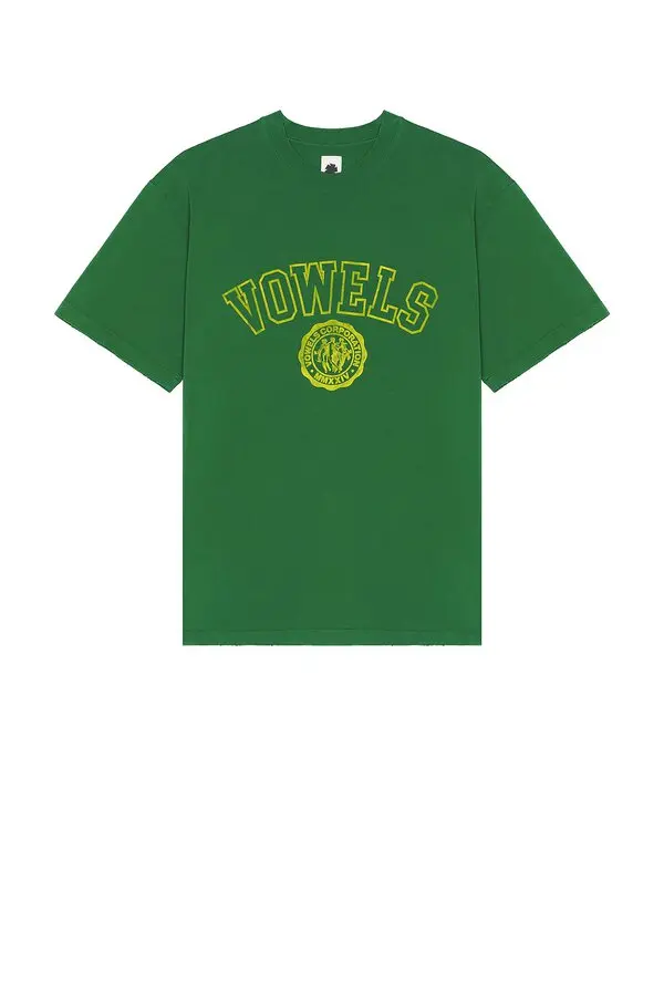 VOWELS Faded Collegiate Tee - Green