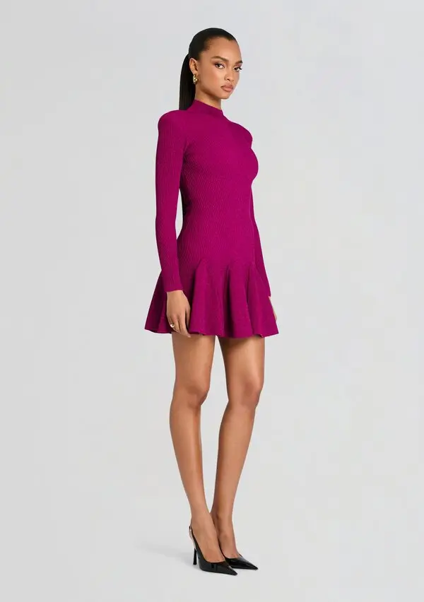 Retrofete Sydonie Metallic Knit Dress - Groseille