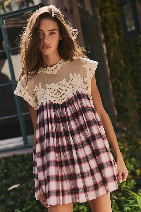Free People Ellery Plaid Mini Dress