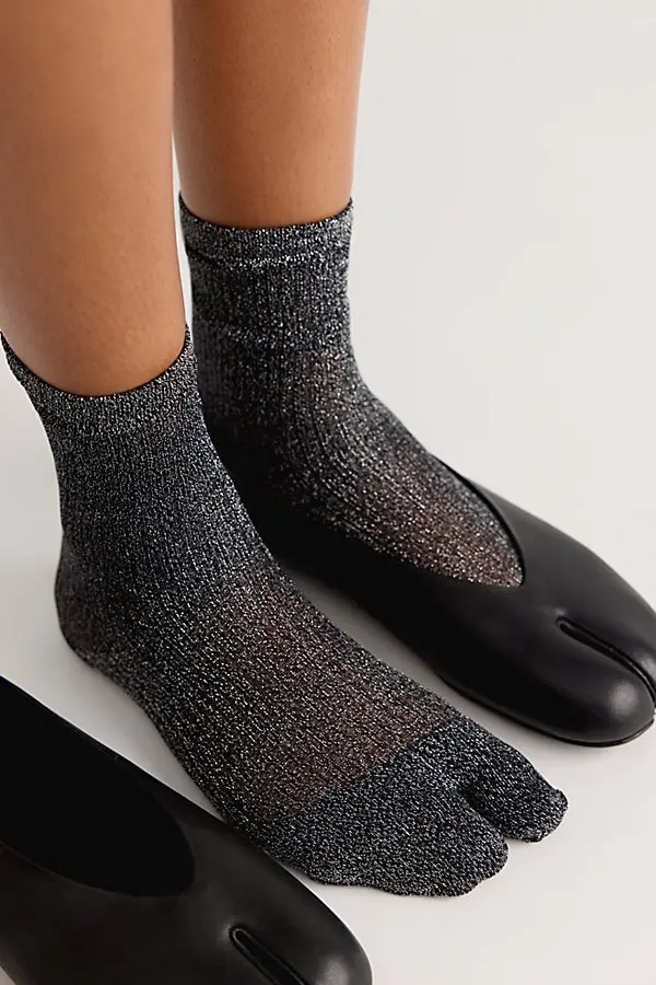 Free People Lurex Tabi Socks - Black