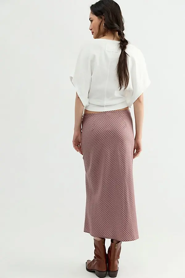 Donni. Tencel Plaid Tie Wrap Skirt - R/espresso Plaid