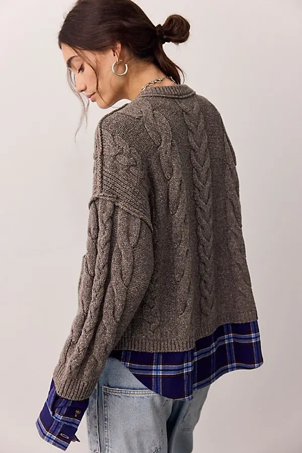 Free People We The Free Highland Flannel Lined Cardigen