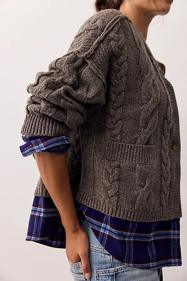 Free People We The Free Highland Flannel Lined Cardigen