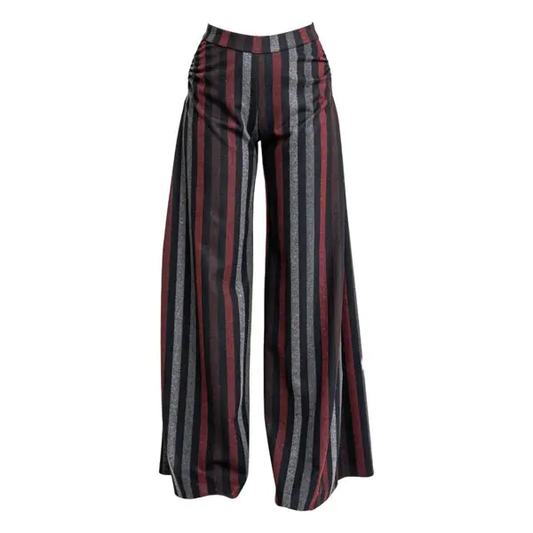 ARTISTA Black / Grey / Red Step Striped Palazzo Pants