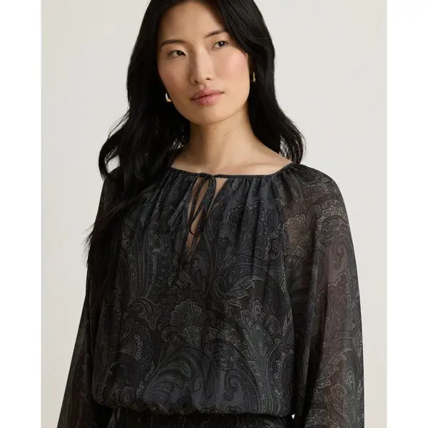 Ralph Lauren Paisley Crinkle Georgette Tiered Dress