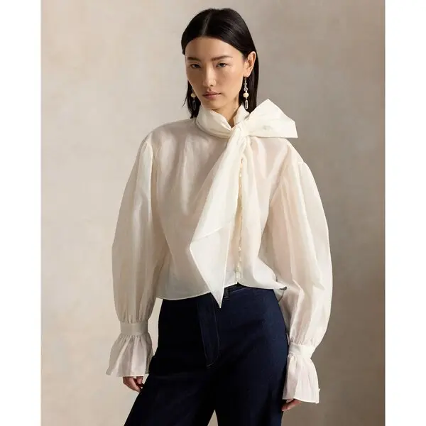 Ralph Lauren Tie-bow Organdy Shirt