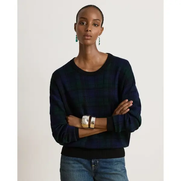 Ralph Lauren Black Watch Plaid Wool Crewneck Sweater