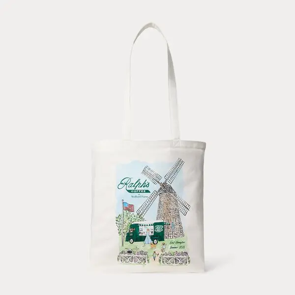 Ralph Lauren S Coffee East Hampton Tote Bag - Cream Multi