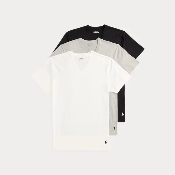Ralph Lauren Classic Fit Wicking V-neck 3-pack - White/grey/black
