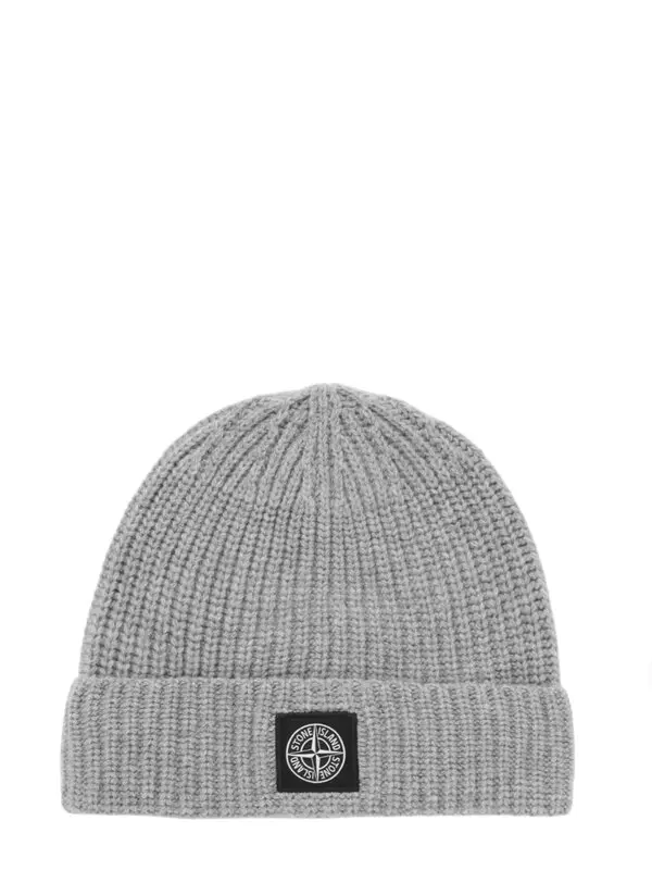 Stone Island Logo Wool Beanie - Grey