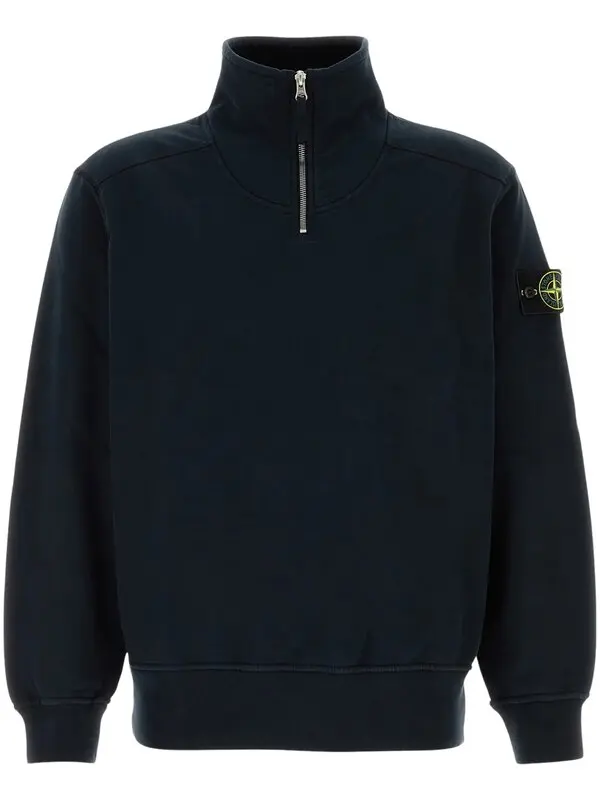 Stone Island Quarter-zip Funnel Neck Sweatshirt By