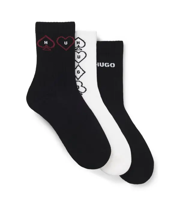 Hugo Three-pack Of Cotton-blend Socks