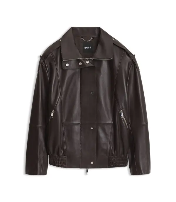 BOSS Aviator-style Short Trench Coat In Nappa Leather