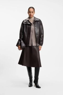 BOSS Aviator-style Short Trench Coat In Nappa Leather