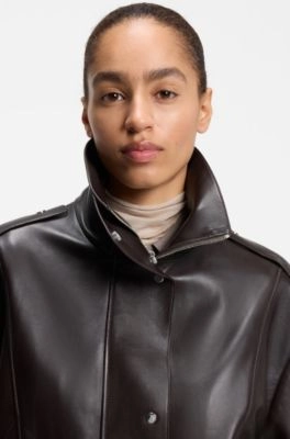 BOSS Aviator-style Short Trench Coat In Nappa Leather