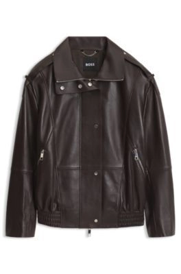 BOSS Aviator-style Short Trench Coat In Nappa Leather