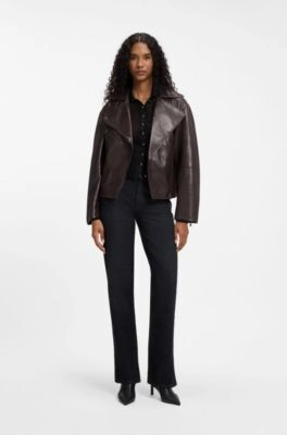 Hugo Oversized-fit Nappa Leather Jacket With Belt