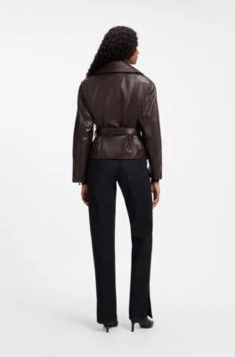 Hugo Oversized-fit Nappa Leather Jacket With Belt