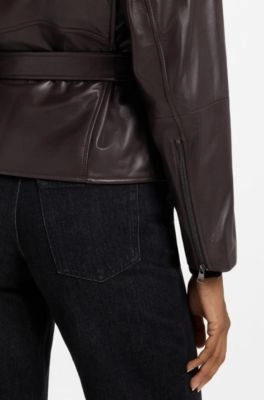 Hugo Oversized-fit Nappa Leather Jacket With Belt