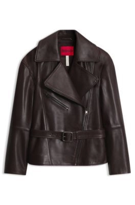 Hugo Oversized-fit Nappa Leather Jacket With Belt